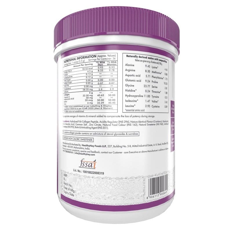 Buy Glow-n-Shine Marine Collagen Peptide Powder 200g - Boost Skin, Hair ...