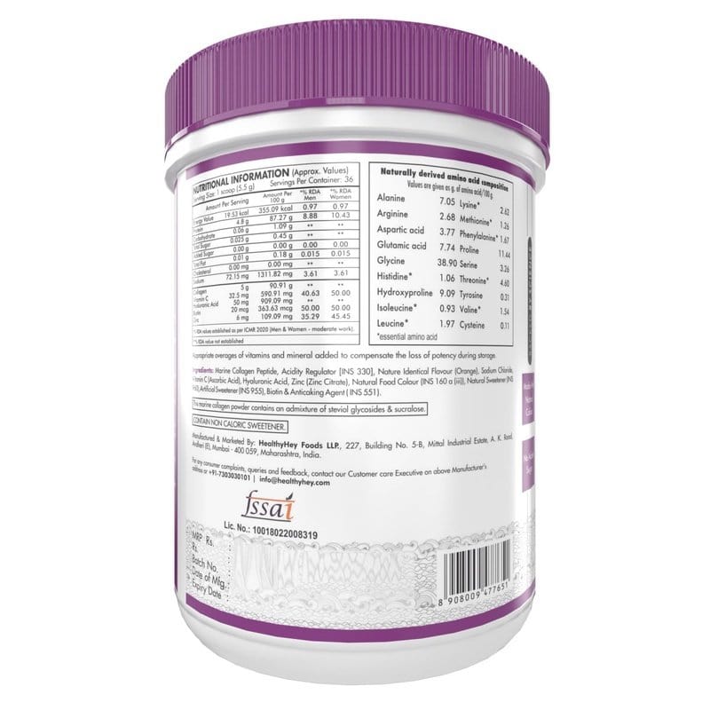 Buy Glow-n-Shine Marine Collagen Peptide Powder 200g - Boost Skin, Hair ...