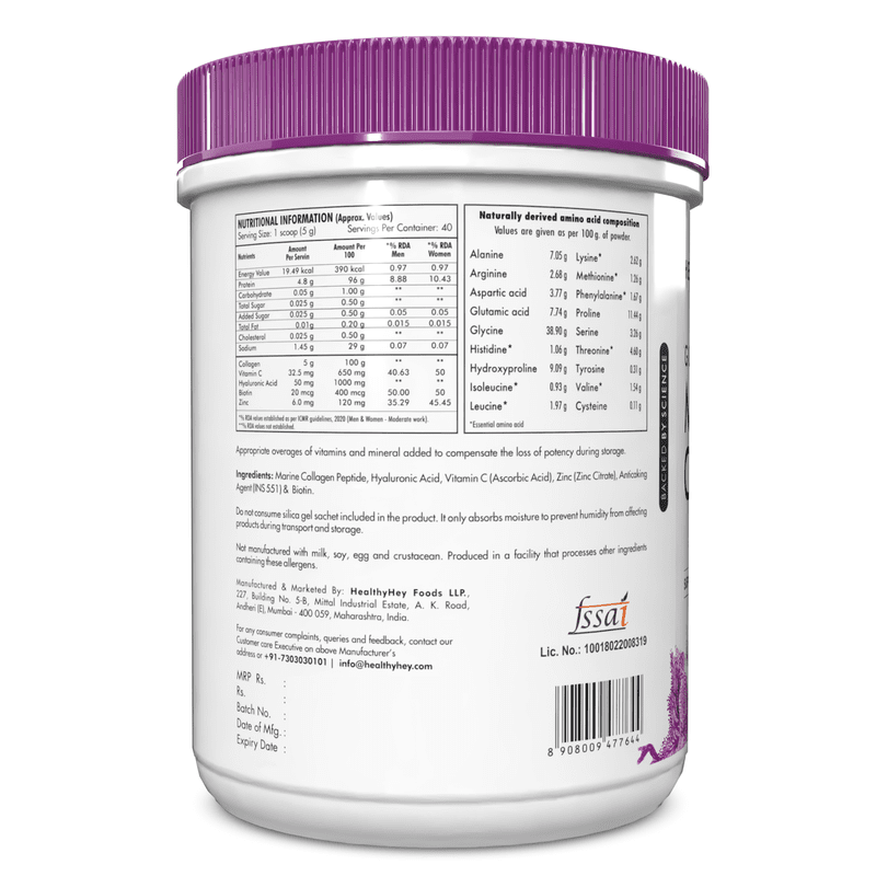 Buy Glow-n-Shine Marine Collagen Peptide Powder 200g - Boost Skin, Hair ...